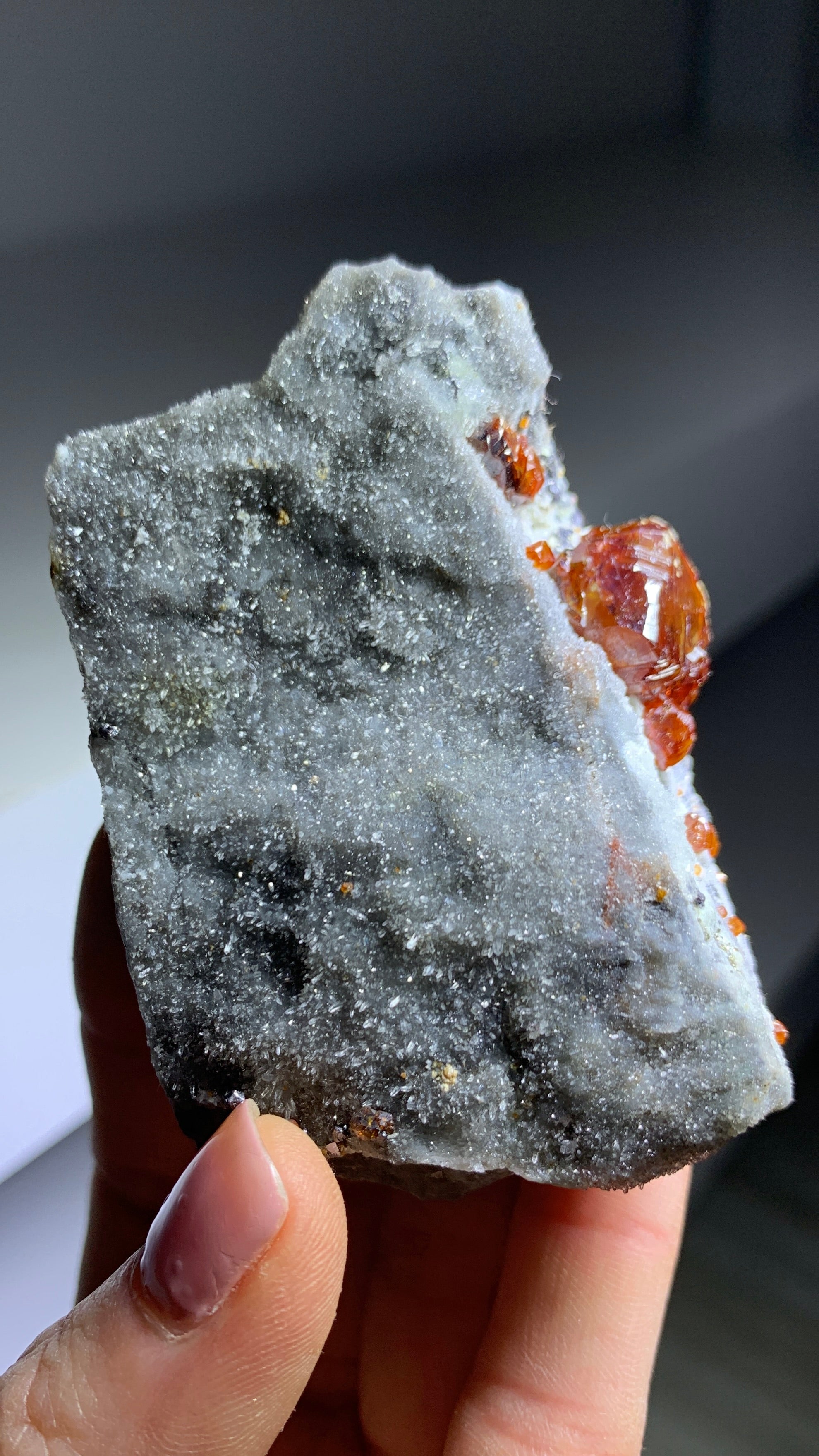 Gemmy Orange Sphalerite with Quartz 🔥 – Pacific Minerals Shop